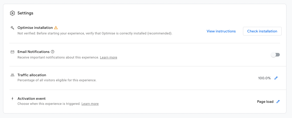 How to run experiments Google Optimize on class?